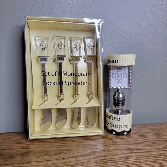 Kitchen | Mango Moon Monogram M Cocktail Cheese Spreaders Wine Bottle ...